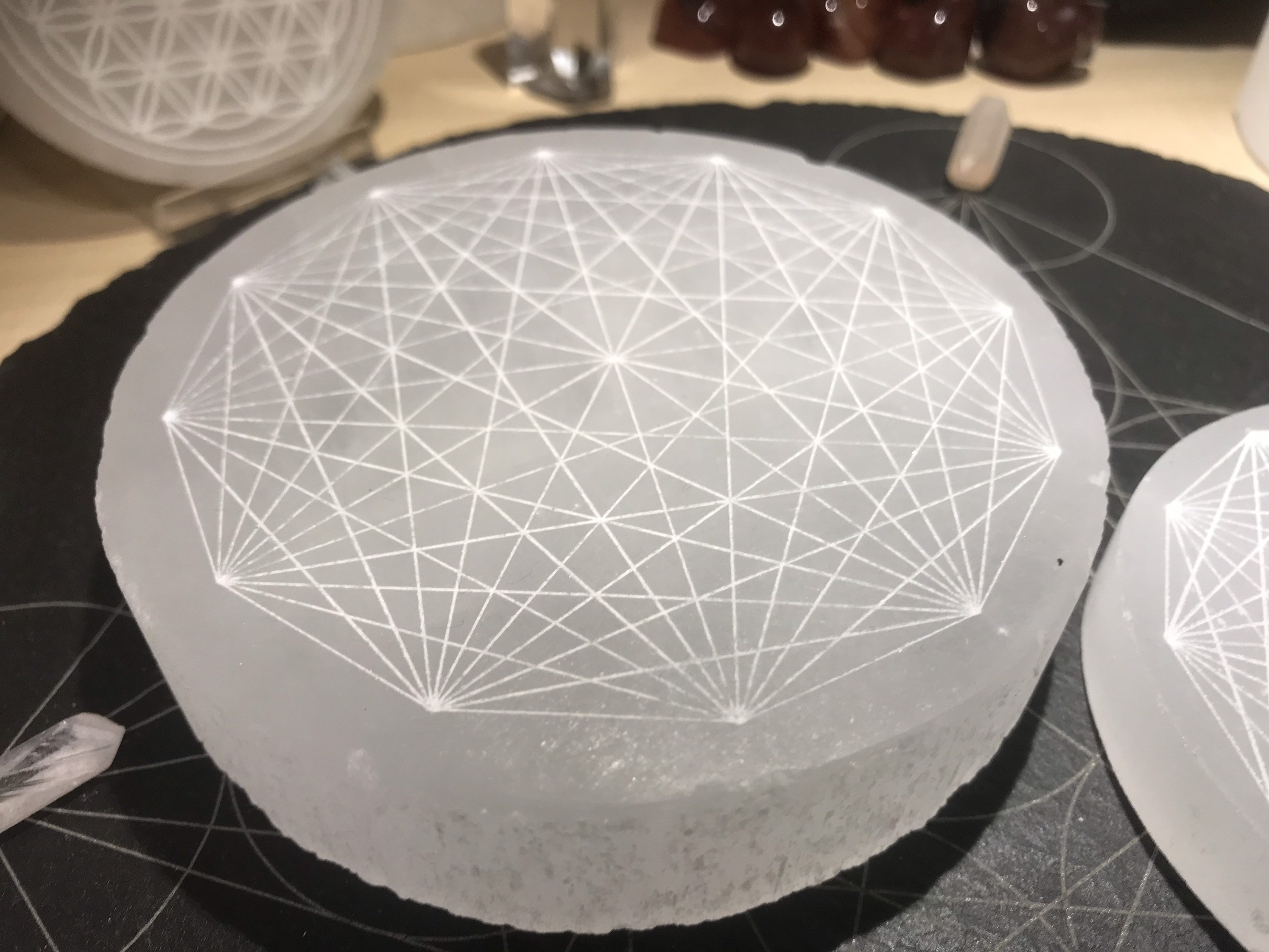 Tesseract Crystal Grid Charging Plate, Sacred Geometry Engraved Into ...