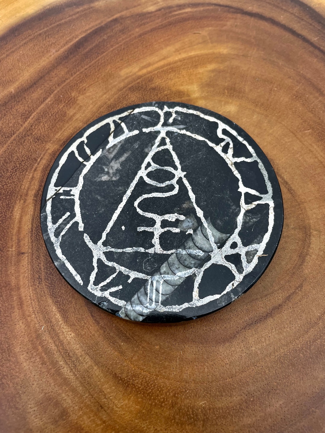Stunning Engraved Metatron Seal on Orthoceras Fossil Coaster - Etsy