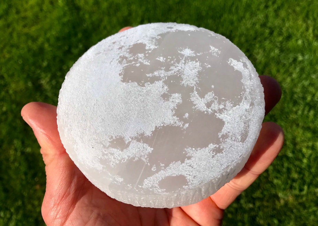 Pure Selenite Moon Charging Plate - Etsy