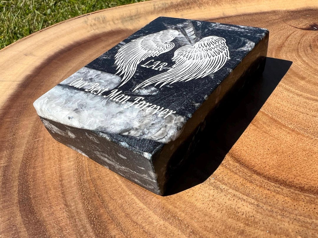 Stunning Mini Headstone, Memorial Stone Engraved Orthoceras Fossil ...
