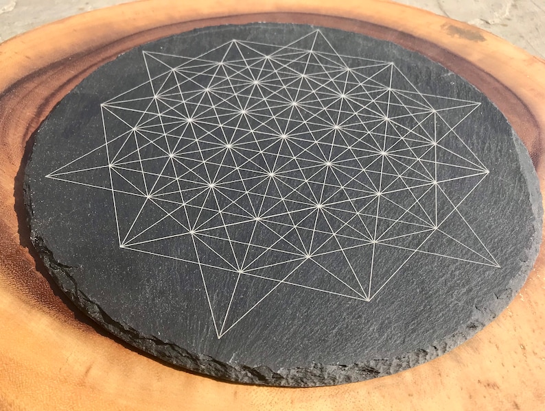 64 Star Tetrahedron Engraved Onto Natural Slate - Crystal Grid - Sacred ...