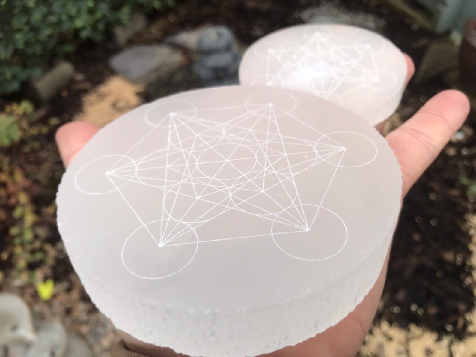 Pure Selenite Metatron Cube Charging Plate, Sacred Geometry, Selenite ...