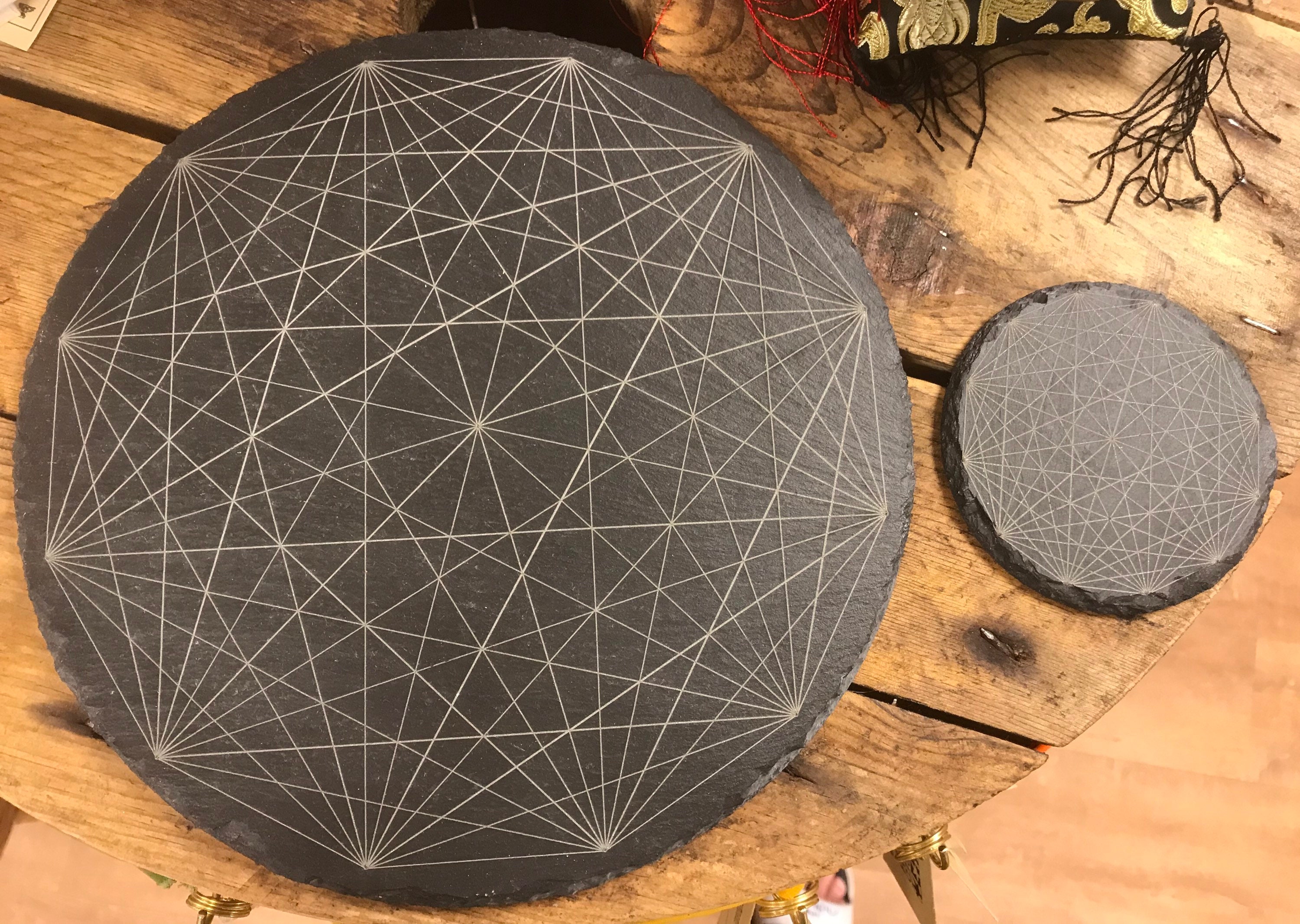 Tesseract Crystal Grid Sacred Geometry Engraved Natural Slate - Etsy