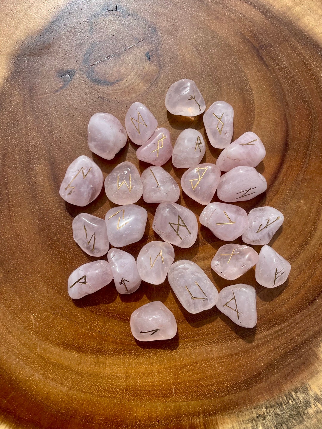 Runes Set, Rose Quartz , Magic, Divination, Elder Futhark, Norse, Runic Alphabet - Etsy