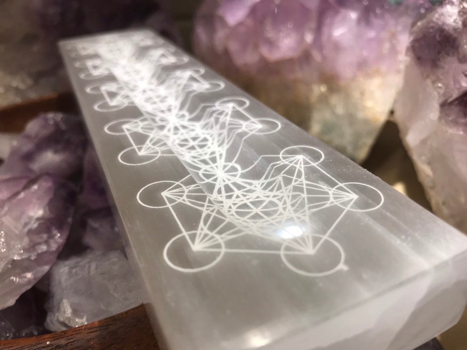 Grooved Pure Selenite Metatrons Cube Crystal Grooved Charging - Etsy UK