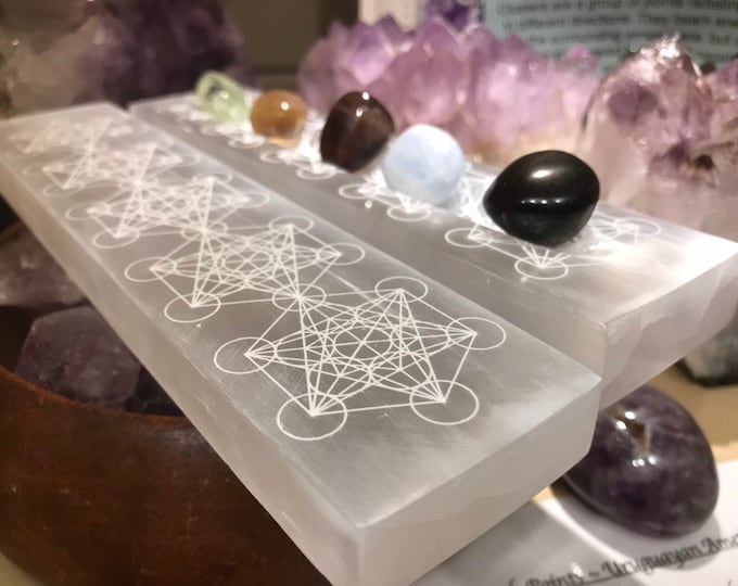 Grooved Pure Selenite Metatron’s Cube Crystal Grooved Charging Plate ...