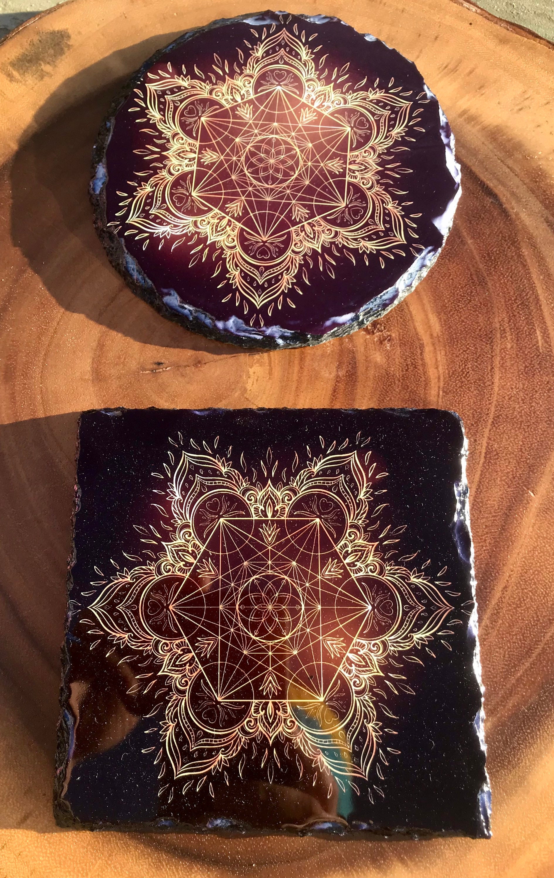 Metatron's Cube - Crystal Grid - Sacred Geometry - Slate - Gridding ...