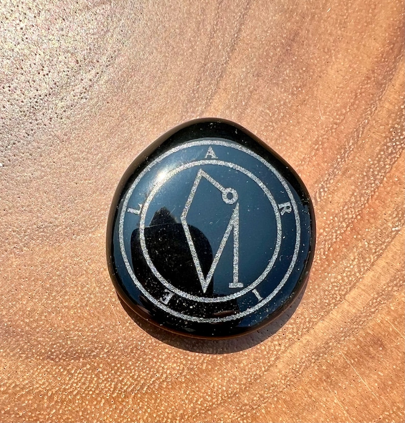Archangel Uriel (ariel) Sigil / Seal / Black Obsidian Engraved Palm ...