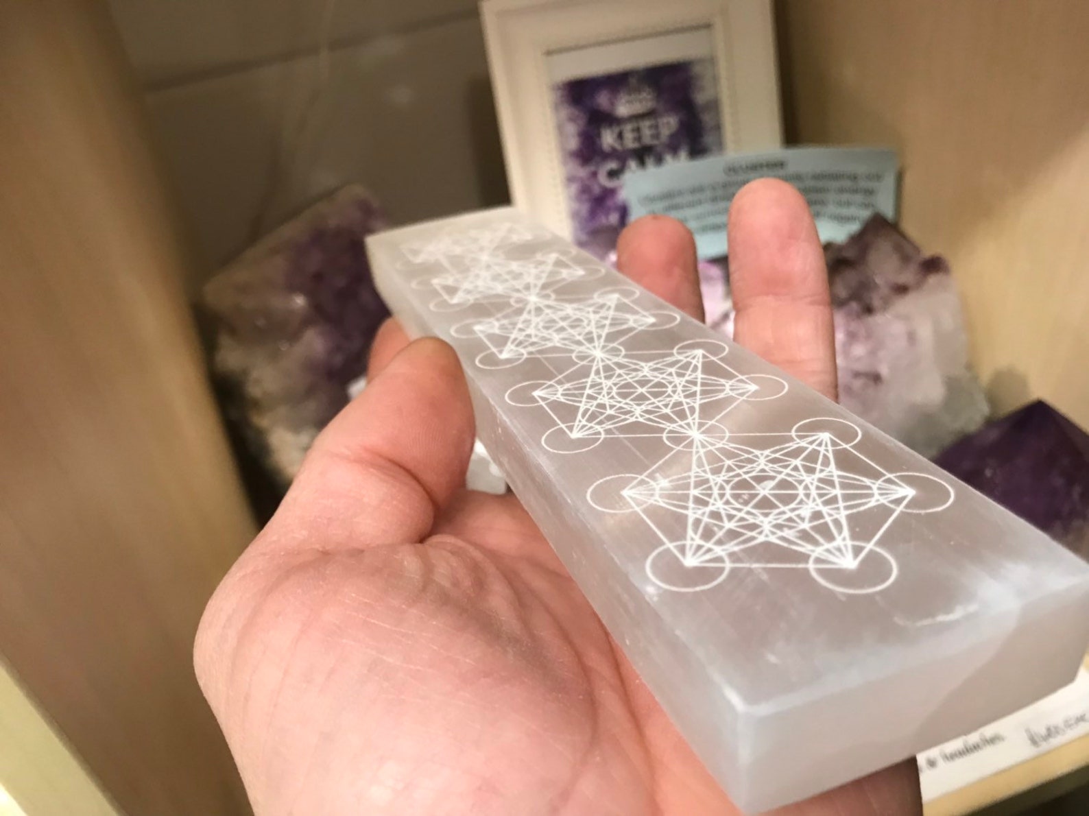 Grooved Pure Selenite Metatrons Cube Crystal Grooved Charging | Etsy