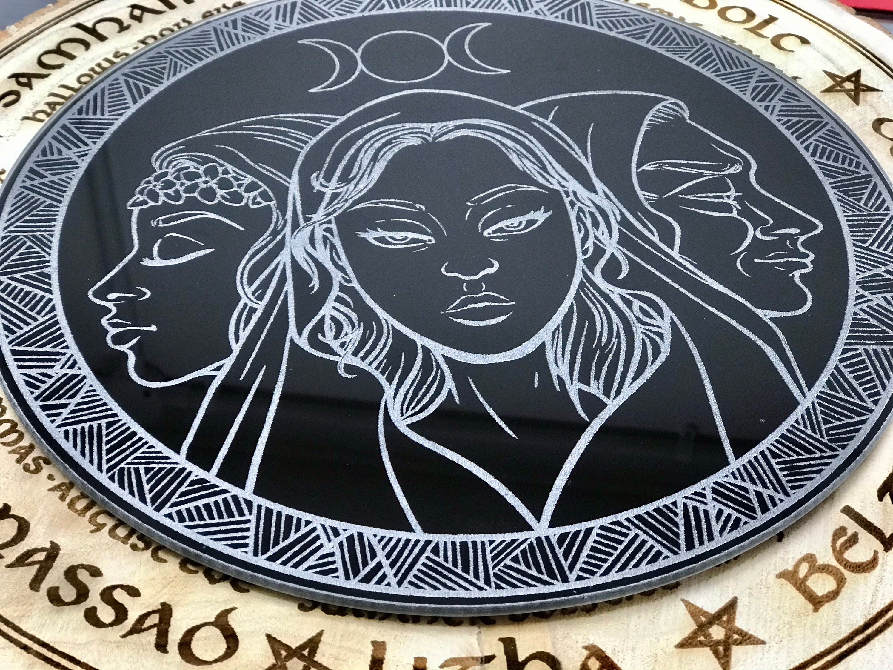 Hecate Hekate on black engraved glass Hekate goddess | Etsy