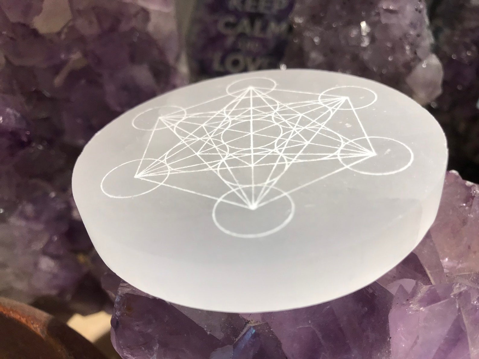 Pure Selenite Metatron Cube Charging Plate Sacred Geometry - Etsy UK