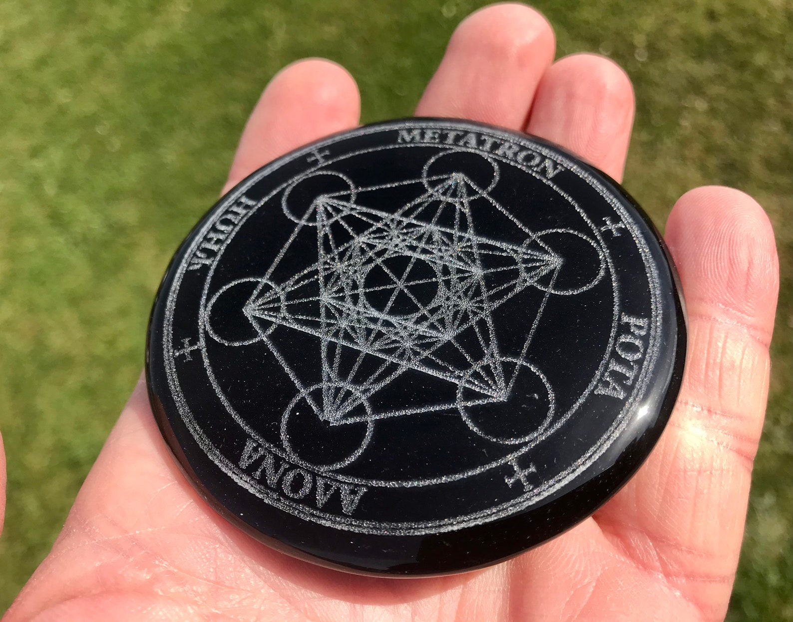 Archangel Metatron Sigil Engraved Black Obsidian - Etsy