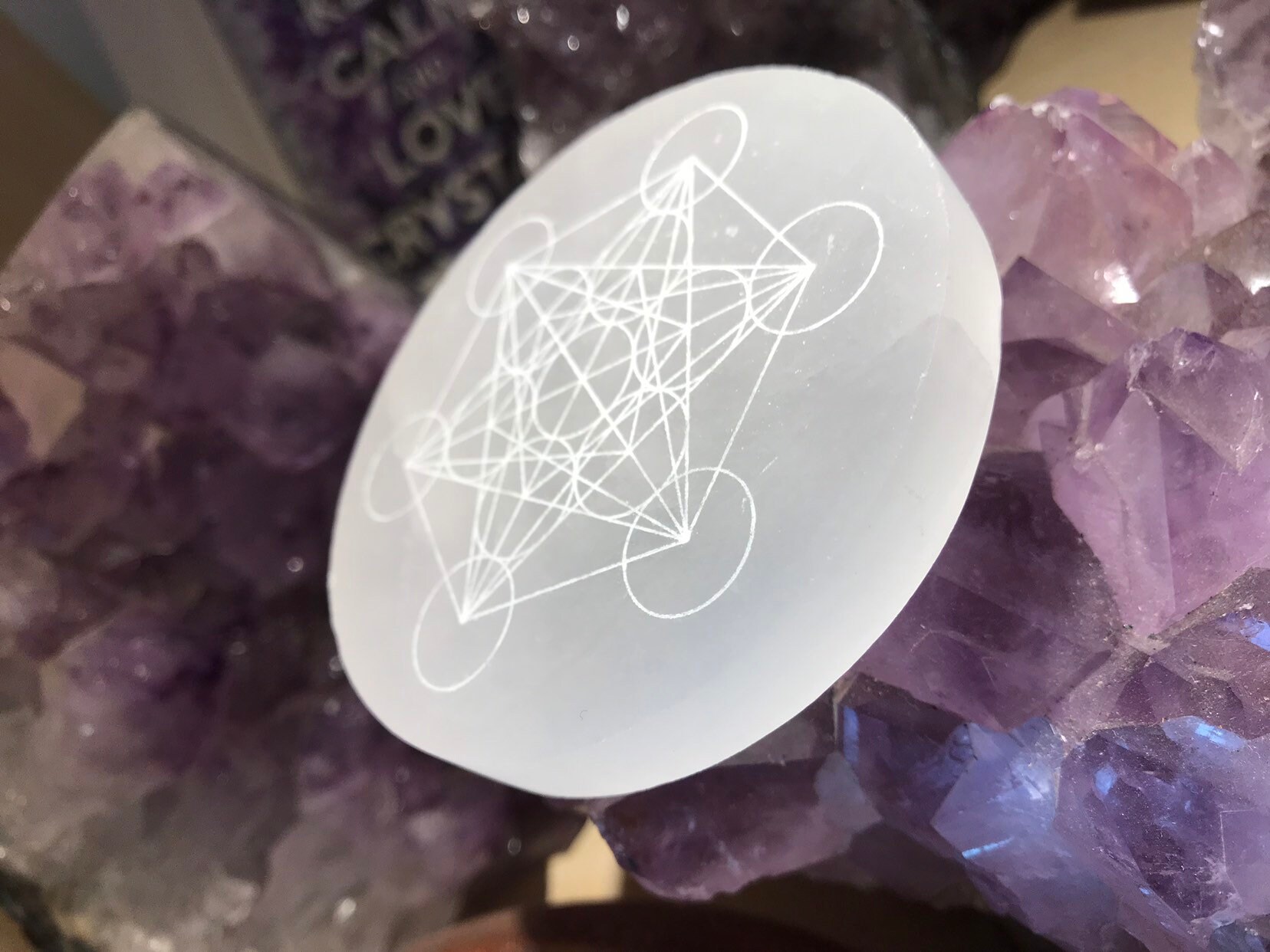 Pure Selenite Metatron Cube Charging Plate, Sacred Geometry, Selenite ...