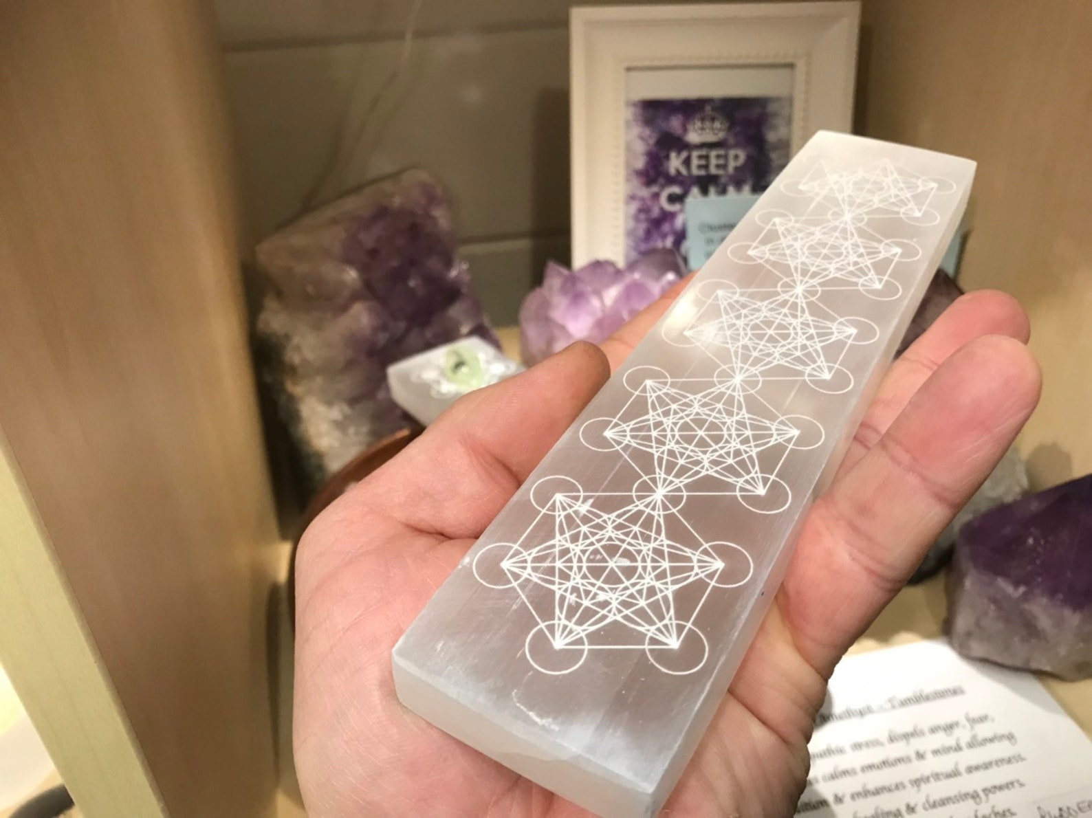 Grooved Pure Selenite Metatrons Cube Crystal Grooved Charging | Etsy
