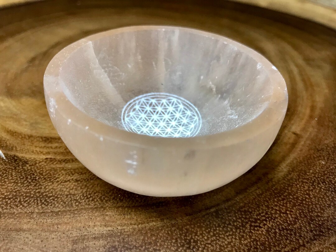 Pure Orange Selenite Flower of Life Crystal Charging Bowl, Sacred ...