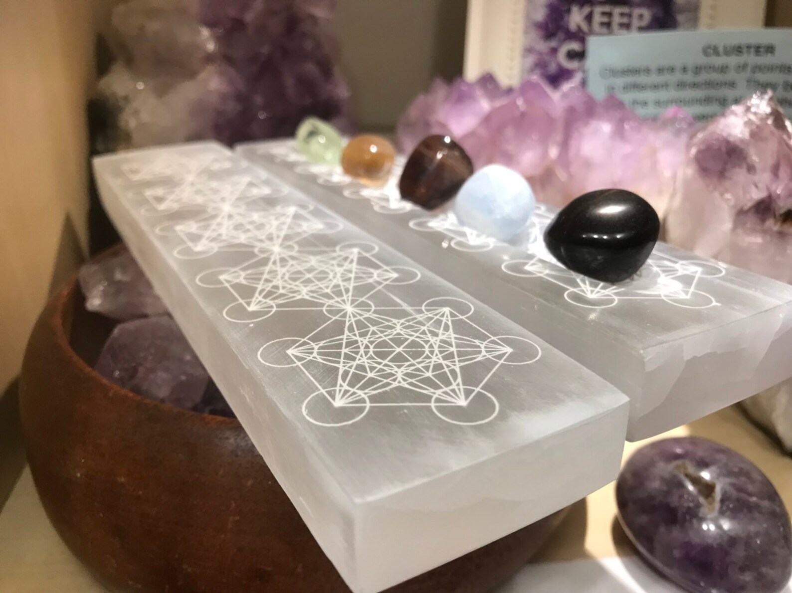 Grooved Pure Selenite Metatrons Cube Crystal Grooved Charging | Etsy