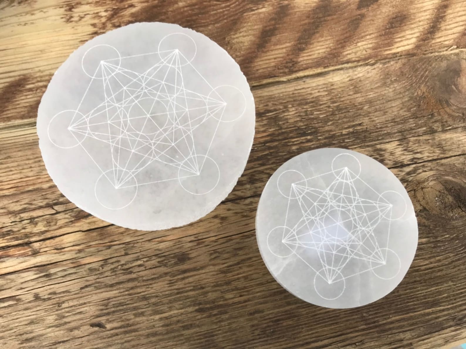 Pure Selenite Metatron Cube Charging Plate, Sacred Geometry, Selenite ...
