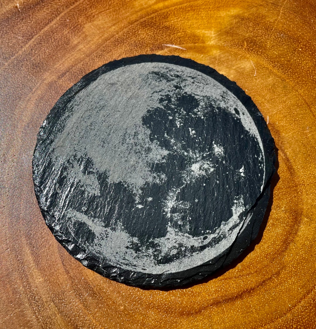 Moon Image Engraved Onto Slate or Glass, Coaster, Altar, Wall Art - Etsy