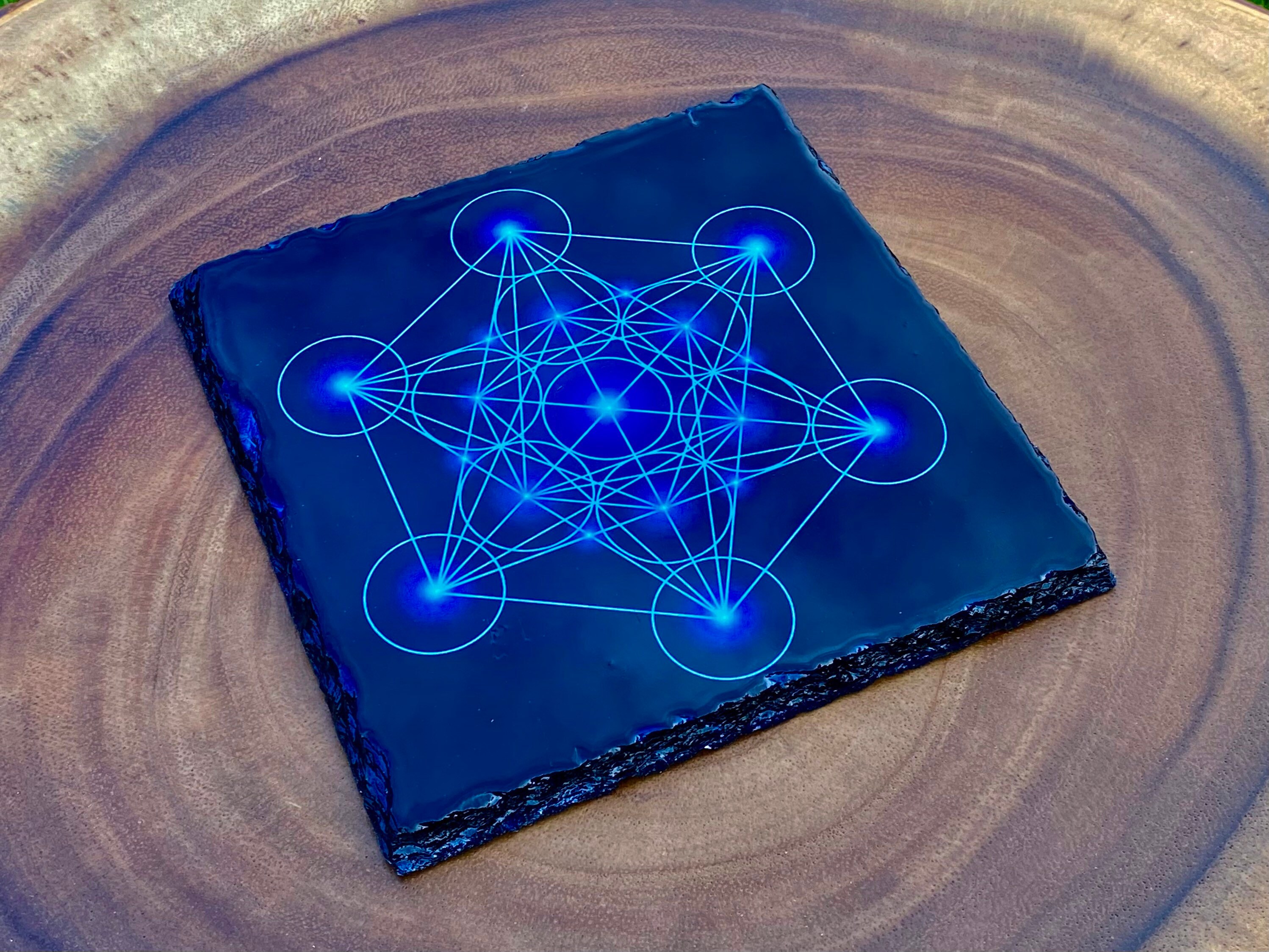 Metatron's Cube - Crystal Grid - Sacred Geometry - Slate - Gridding ...