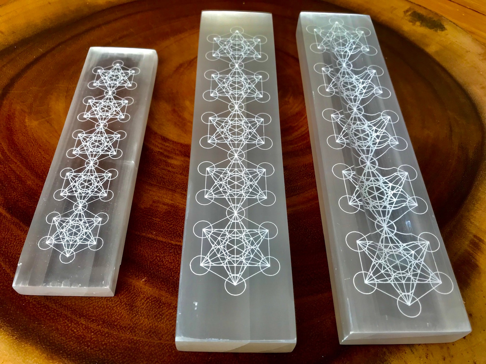 Grooved Pure Selenite Metatrons Cube Crystal Grooved Charging | Etsy