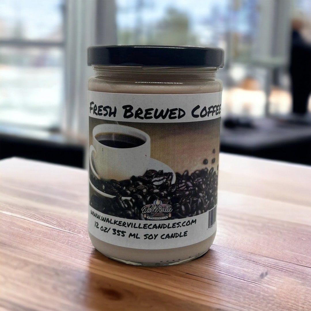 Fresh Brewed Coffee 12 Oz Soy Candle - Etsy