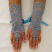 Marine Blue Lace Handmade Medium Lenght Fingerless Wedding - Etsy