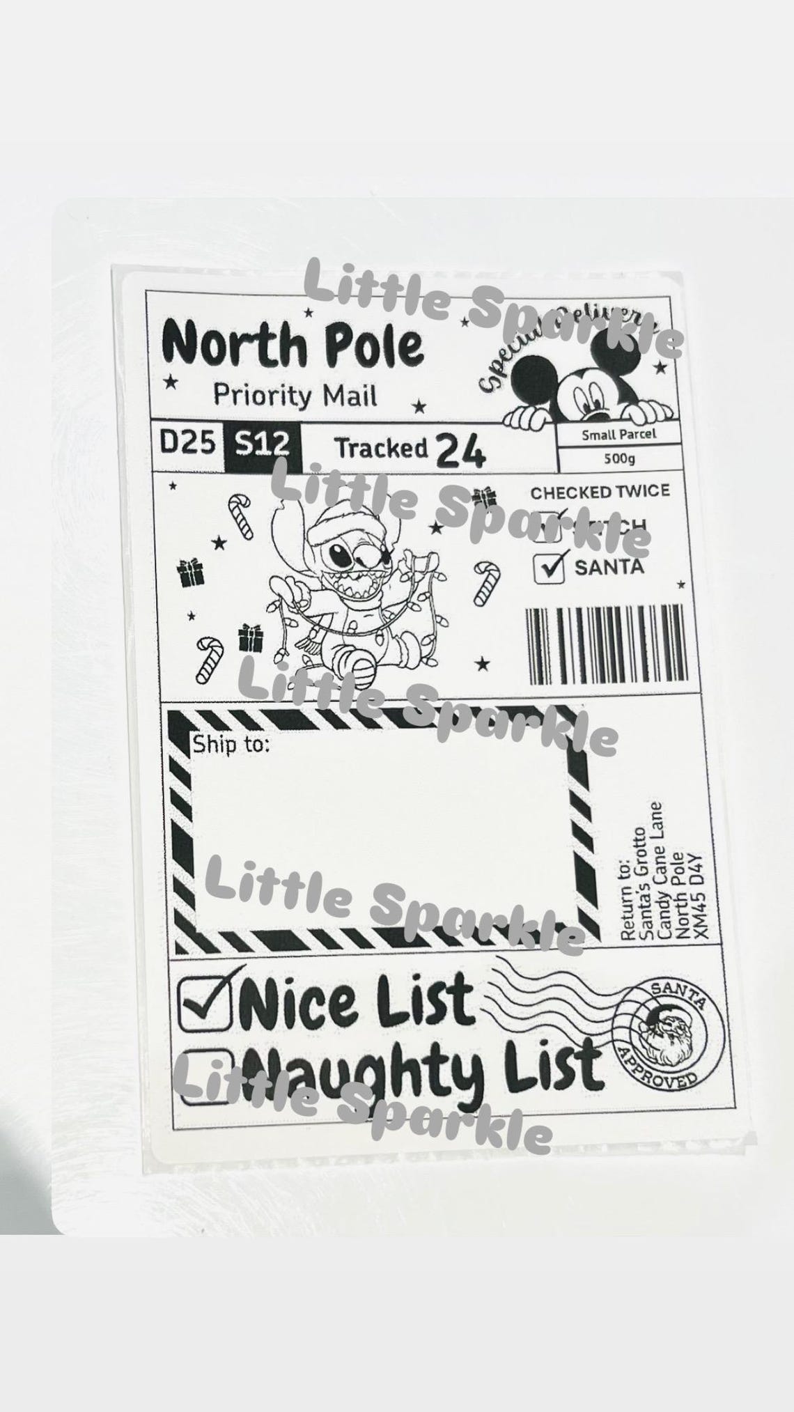 PRINT AT HOME Stitch Christmas Fake Postage Label Sticker Print ...