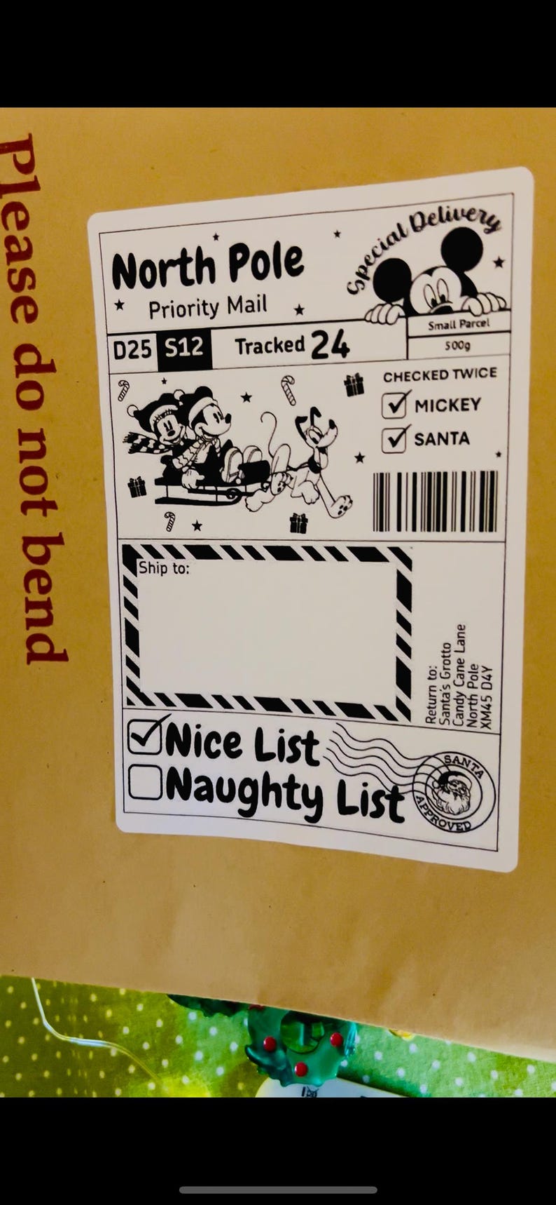 PRINT AT HOME Elf Christmas Fake Postage Label Sticker Print Yourself ...