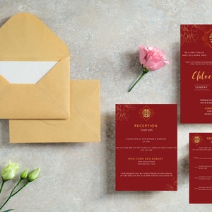 English and Vietnamese Bilingual Wedding Invitation Card Template DIY ...