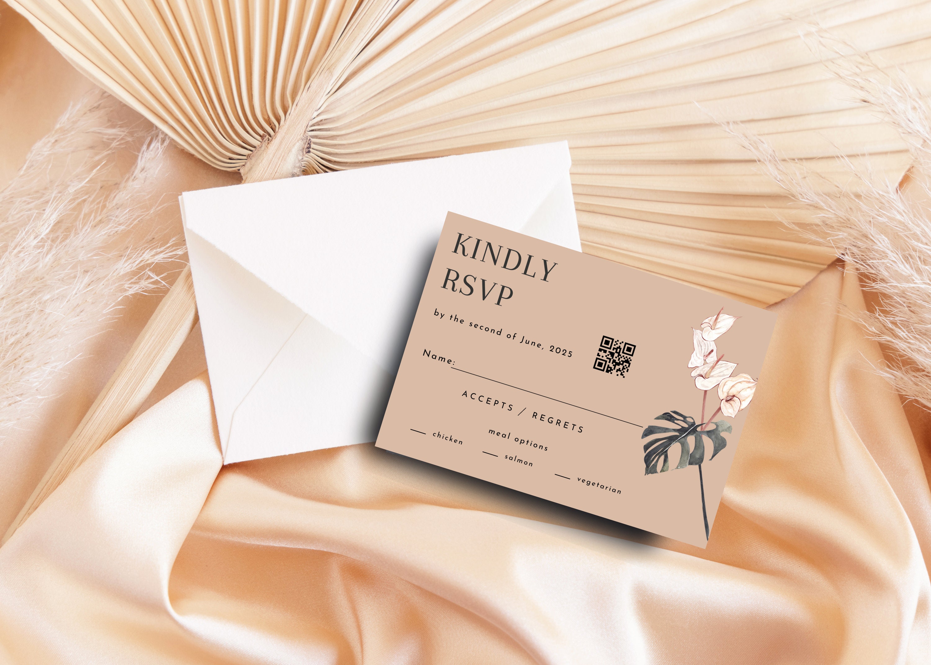 Wedding Invitation Card Template - Boho Theme - DIY Printable - Etsy