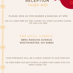 English and Vietnamese Bilingual Wedding Invitation Card Template DIY ...