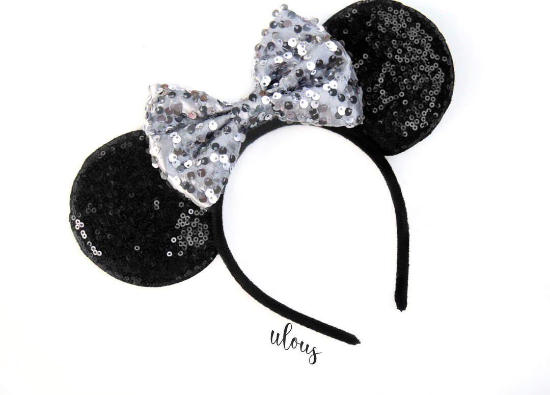 Sparkly Minnie Ears, Sparkly Mickey Ears, Sequins Minnie Ears, Silver ...