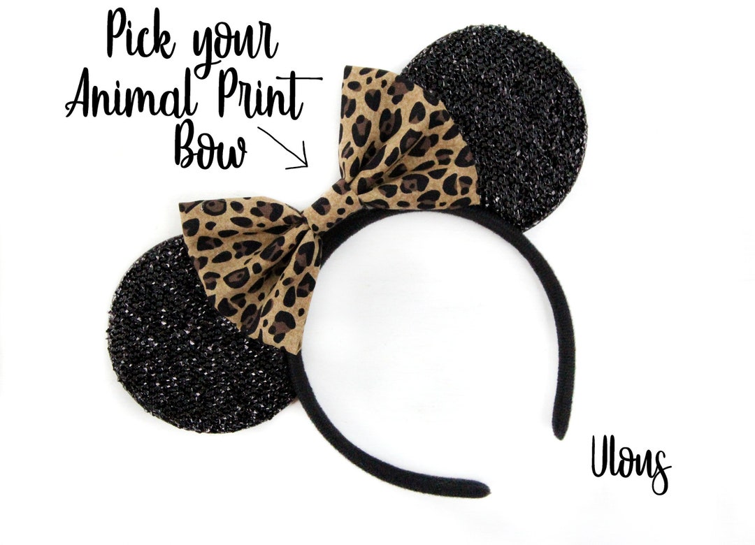 Animal Print Mickey Ears: Leopard, Zebra, Giraffe, or Tiger Bow - Etsy