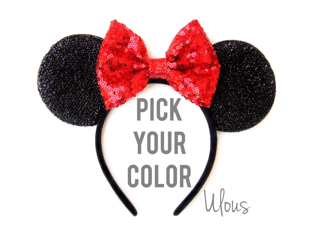 Red Minnie Mouse Ears, Sparkly Minnie Ears, Sparkly Mickey Ears, Minnie ...
