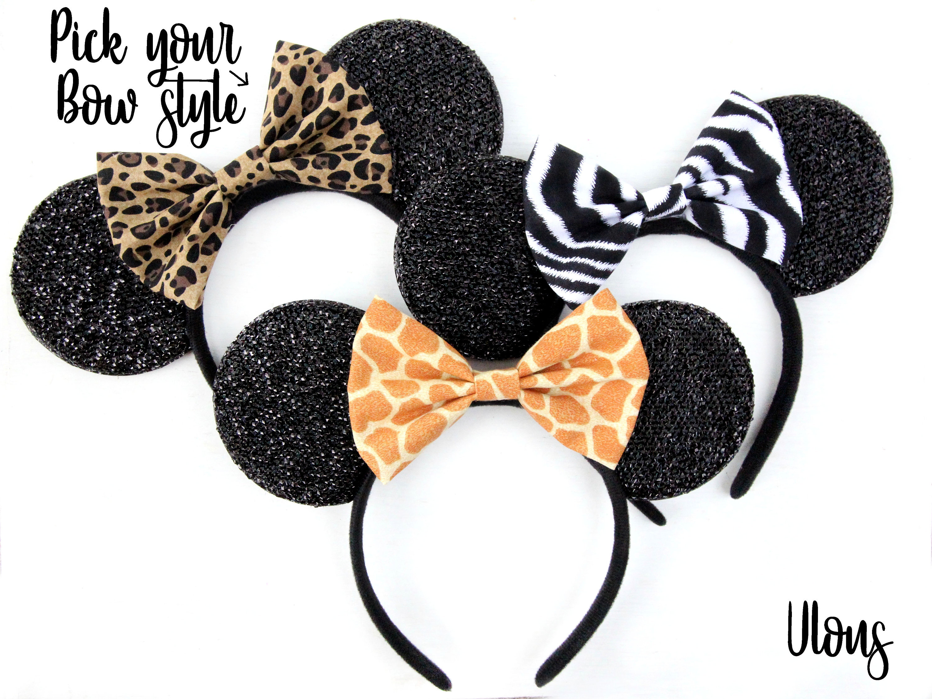 Zebra Mickey Ears, Animal Print Mickey Ears, Zebra Minnie Ears, Animal ...