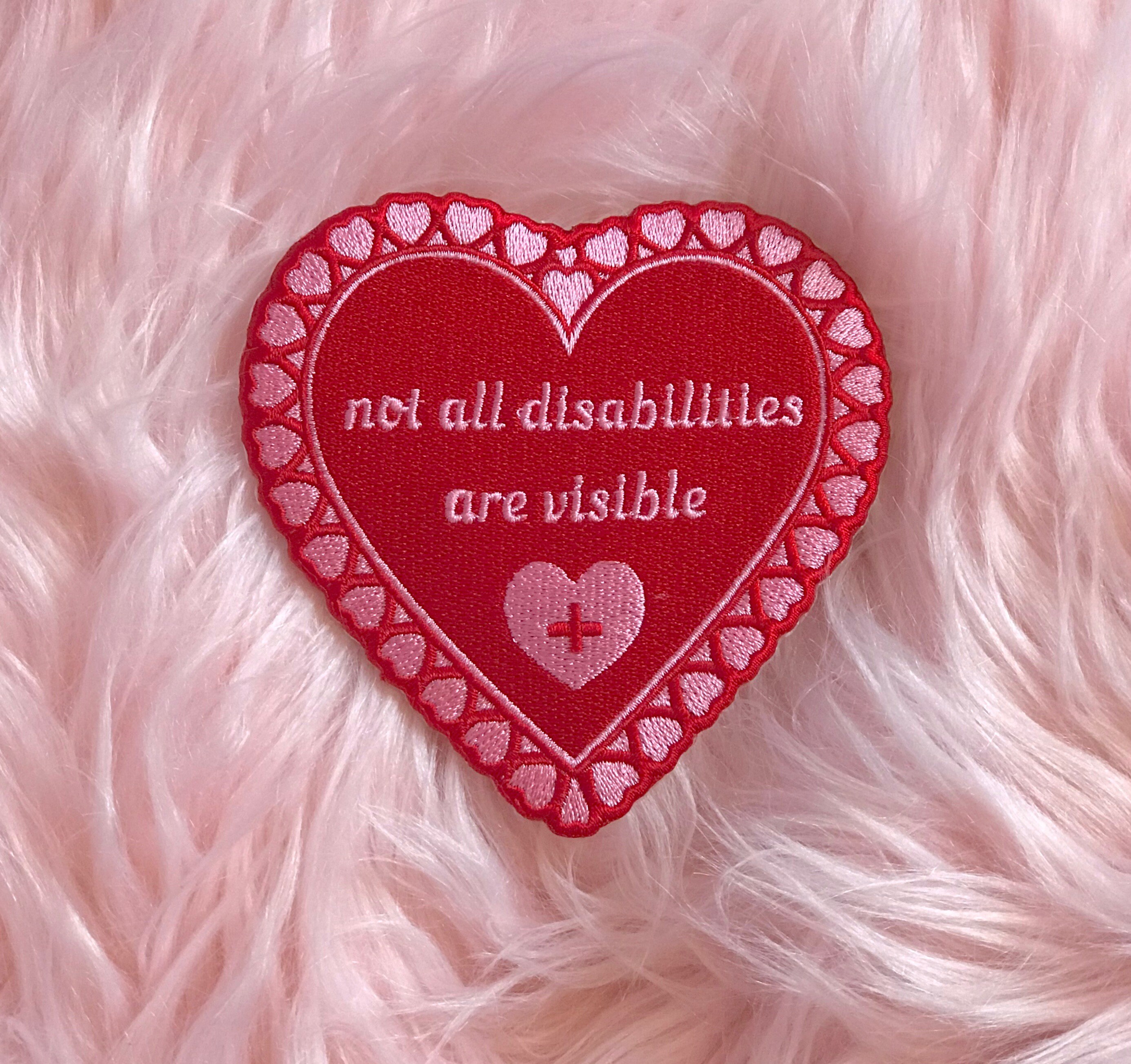 Red "not All Disabilities Are Visible" Iron-on Heart Patch ~ Cripple ...