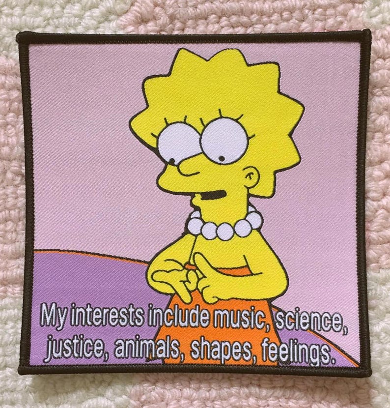 Lisa Simpson 5" Back Patch Quote - Science Social Justice Feelings ...