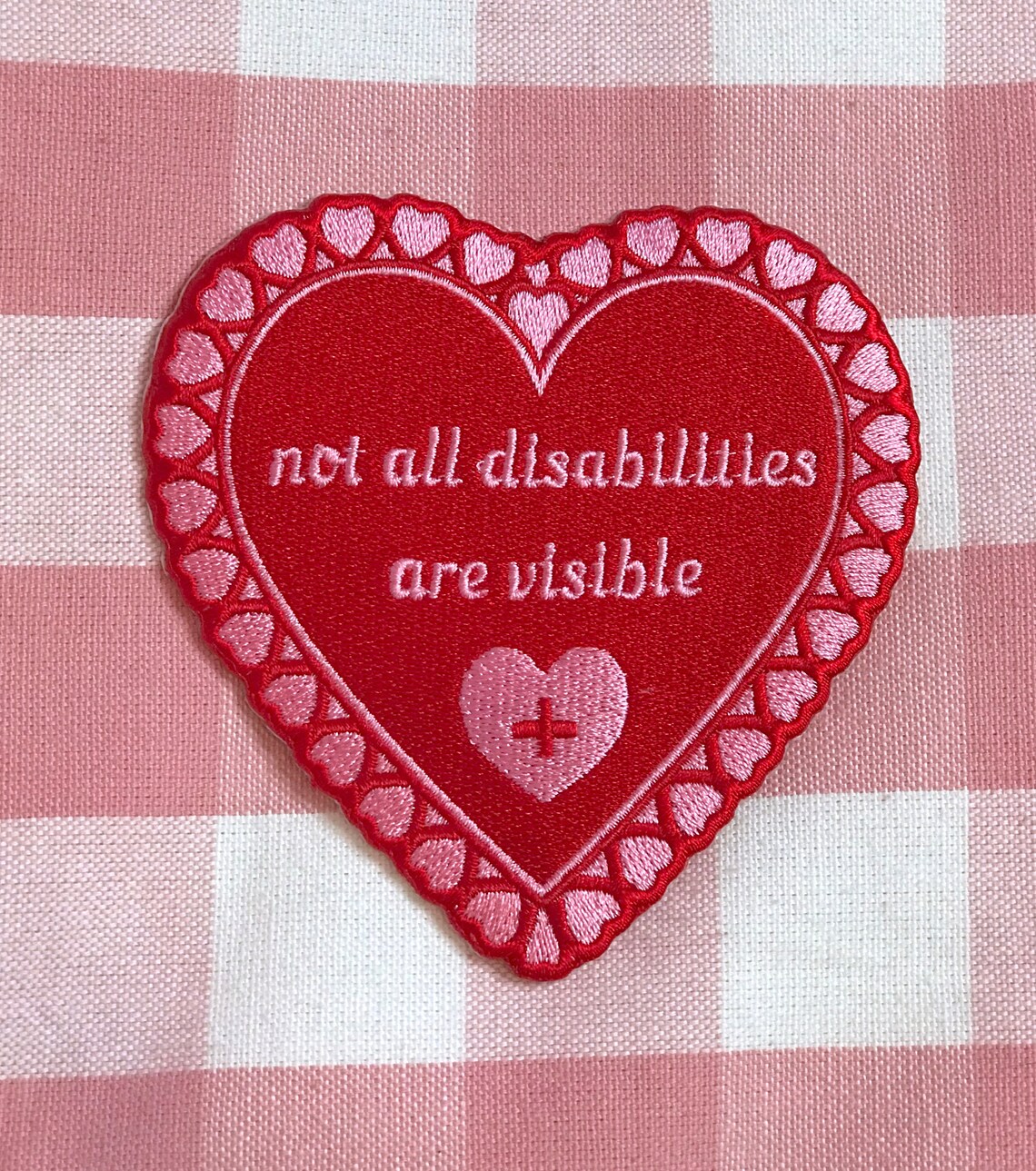 Red "not All Disabilities Are Visible" Iron-on Heart Patch ~ Cripple ...