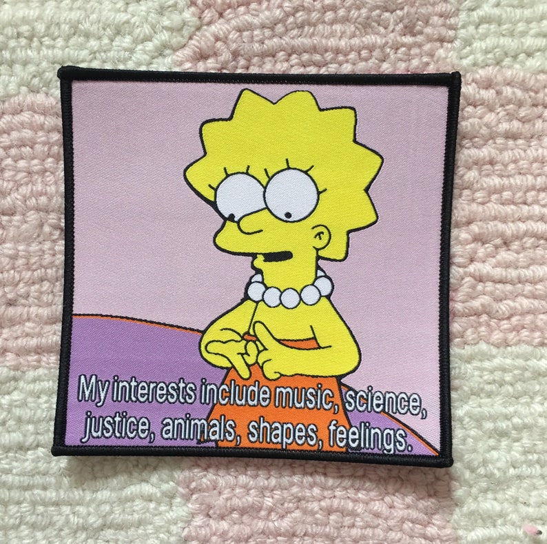 Lisa Simpson 5" Back Patch Quote - Science Social Justice Feelings ...