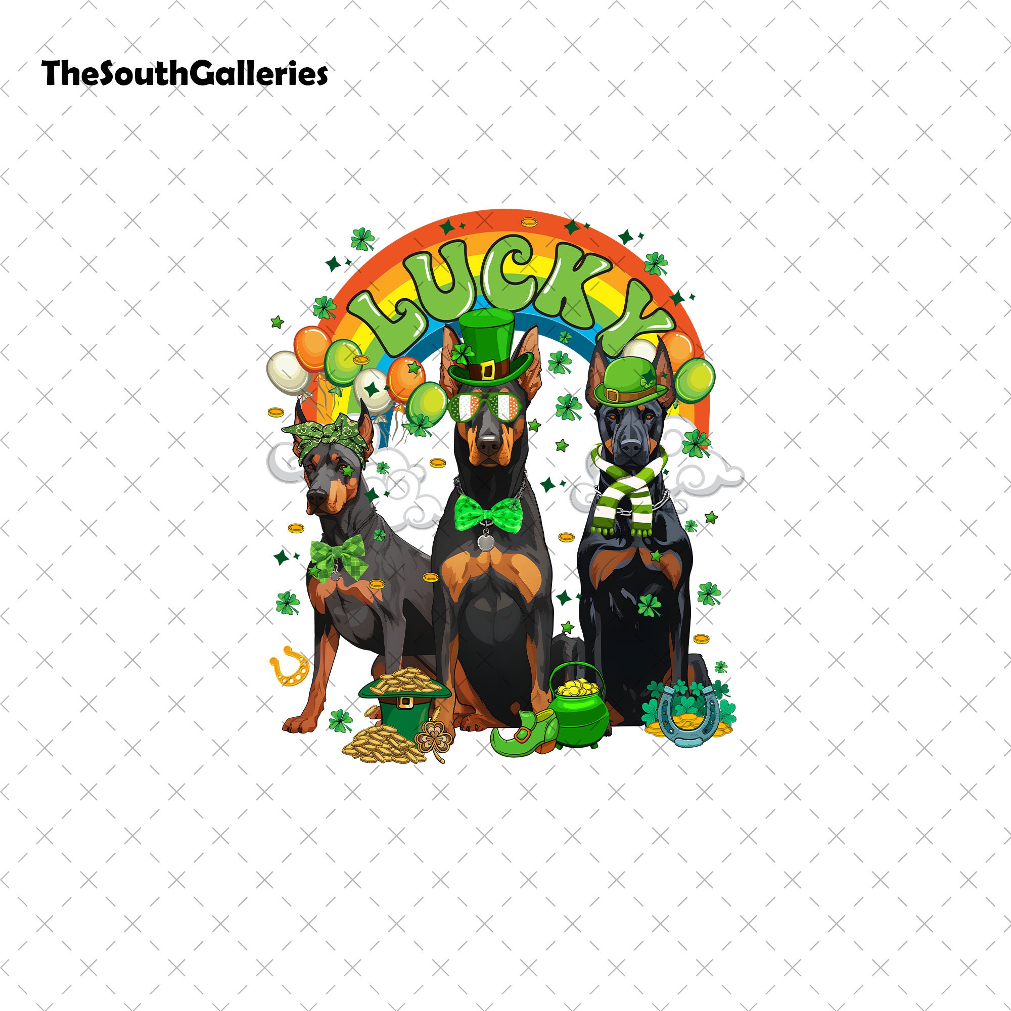 Doberman St Patricks Day Png, Lucky Doberman Shamrocks Png, Irish Day ...