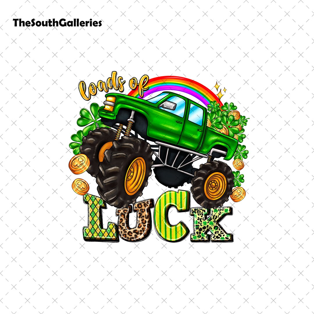 Loads of Luck Png, St Patrick's Day Monster Truck Png, Shamrock Truck ...