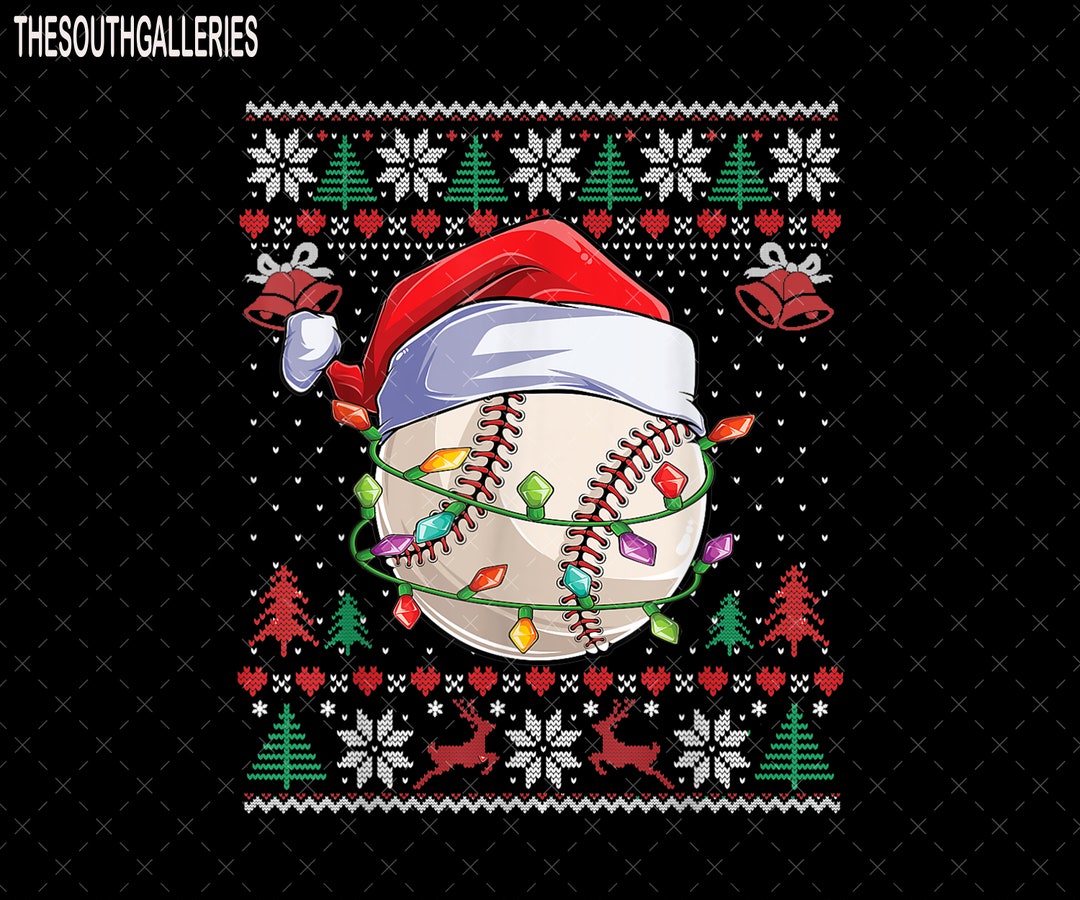 Baseball Christmas Light Png, Baseball Santa Hat Png, Baseball Lover ...