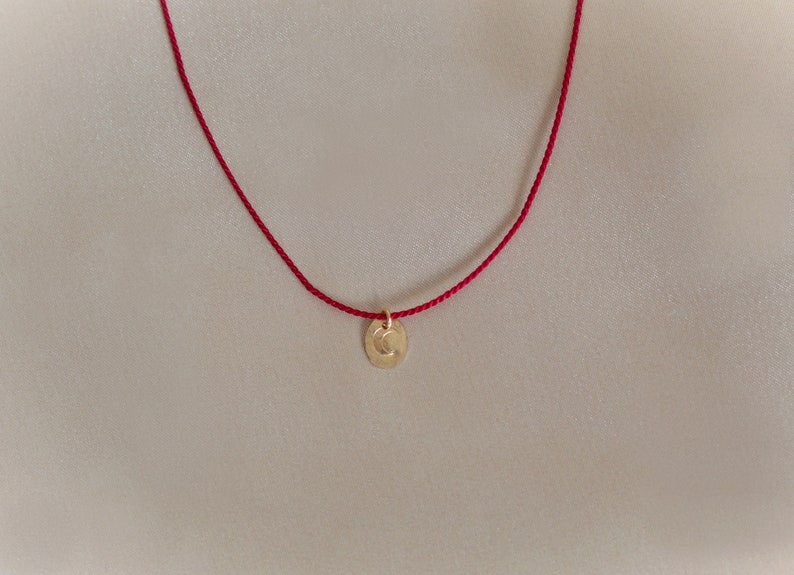 Crescent Moon Silk Necklace. Red String, Multi Colors Available! 14KT ...
