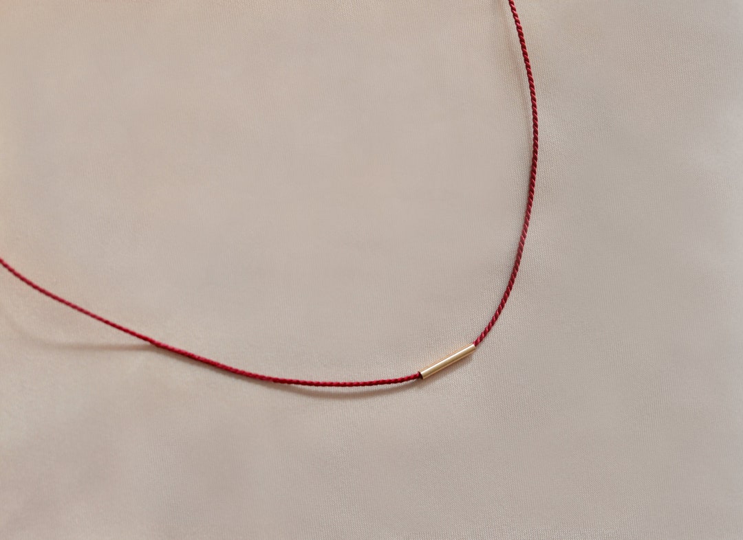 Silk Red String Choker / Necklace. 14KT Gold Filled. Protection Luck Talisman Jewelry ...