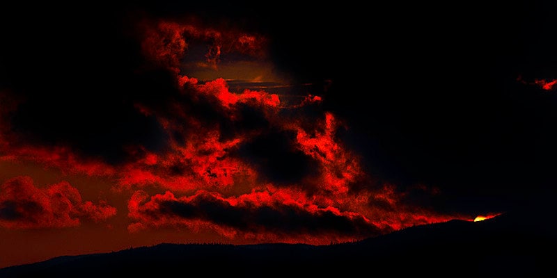 Red and Black Sunset Panoramic Fine Art Photography Dark | Etsy
