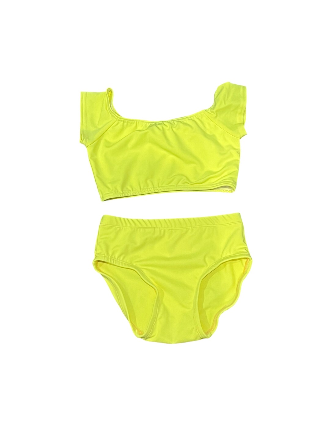 Adorable Neon Yellow Cap Sleeve Crop Top and Briefs - Adorable ...