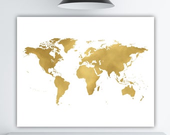 Gold Foil World Map - Etsy
