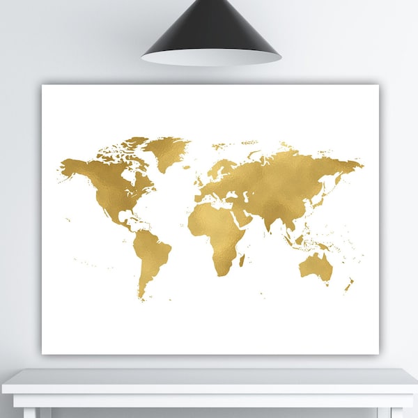 Gold Foil World Map - Etsy