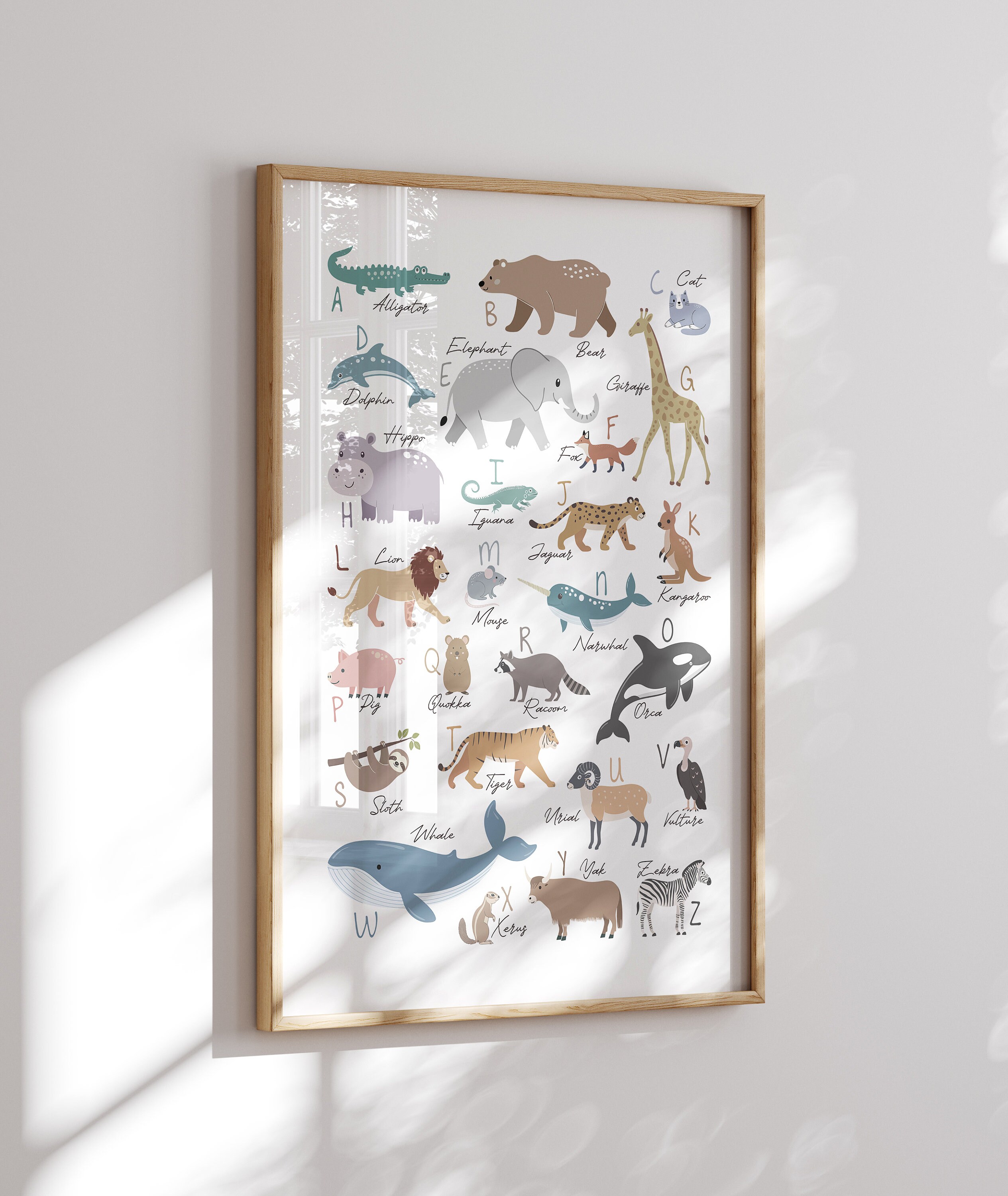 Animal ABC Poster Classroom Decor, Printable Alphabet Wall Art, A-Z ...
