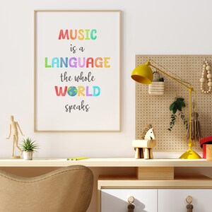 Music Quote Poster, Watercolor Musical Print, Printable Quote for Kids ...